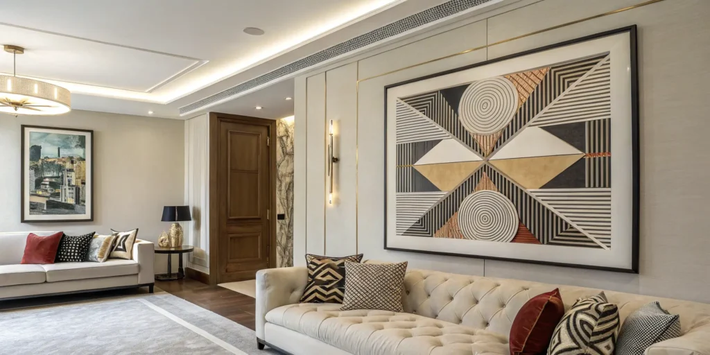 Tableau géométrique pour salon moderne - tableau déco graphique